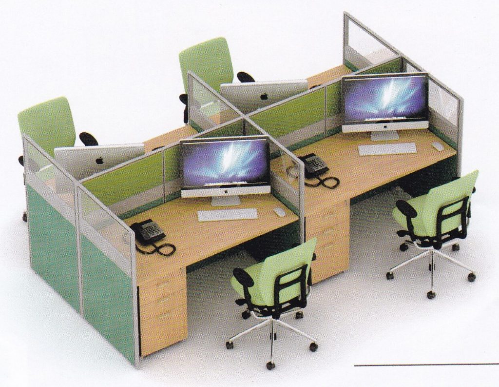 Partisi Kantor Uno 02 Series Slim 4 Staff - Manara Furniture